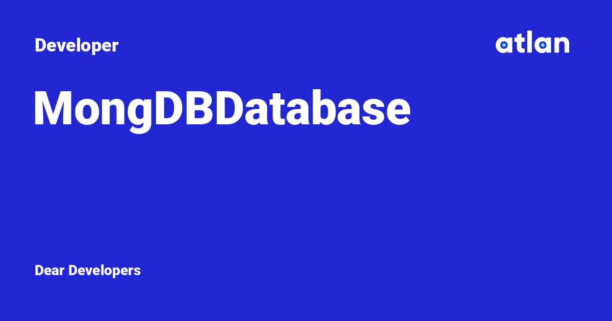 MongDBDatabase - Developer