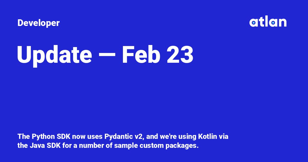 Update — Feb 23 - Developer