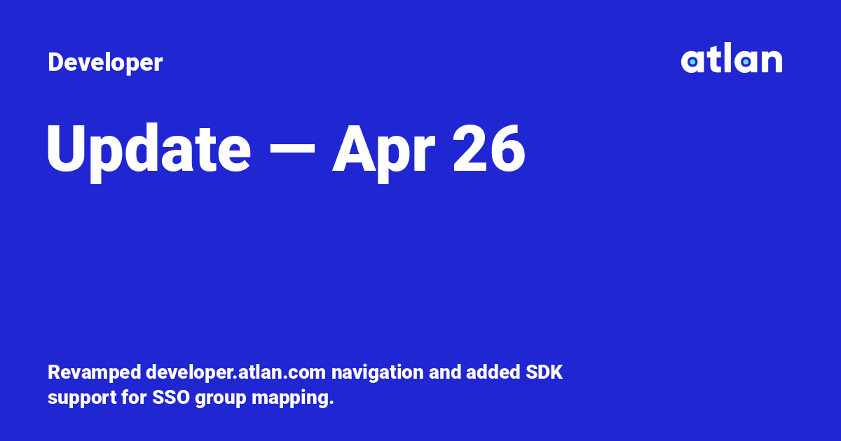 Update — Apr 26 - Developer