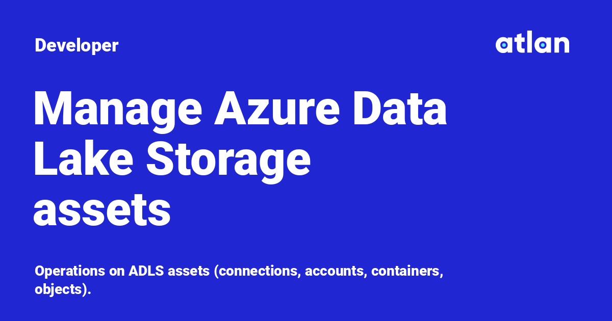 Manage Azure Data Lake Storage assets - Developer
