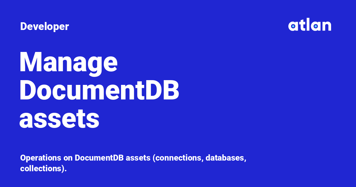 Manage DocumentDB assets - Developer
