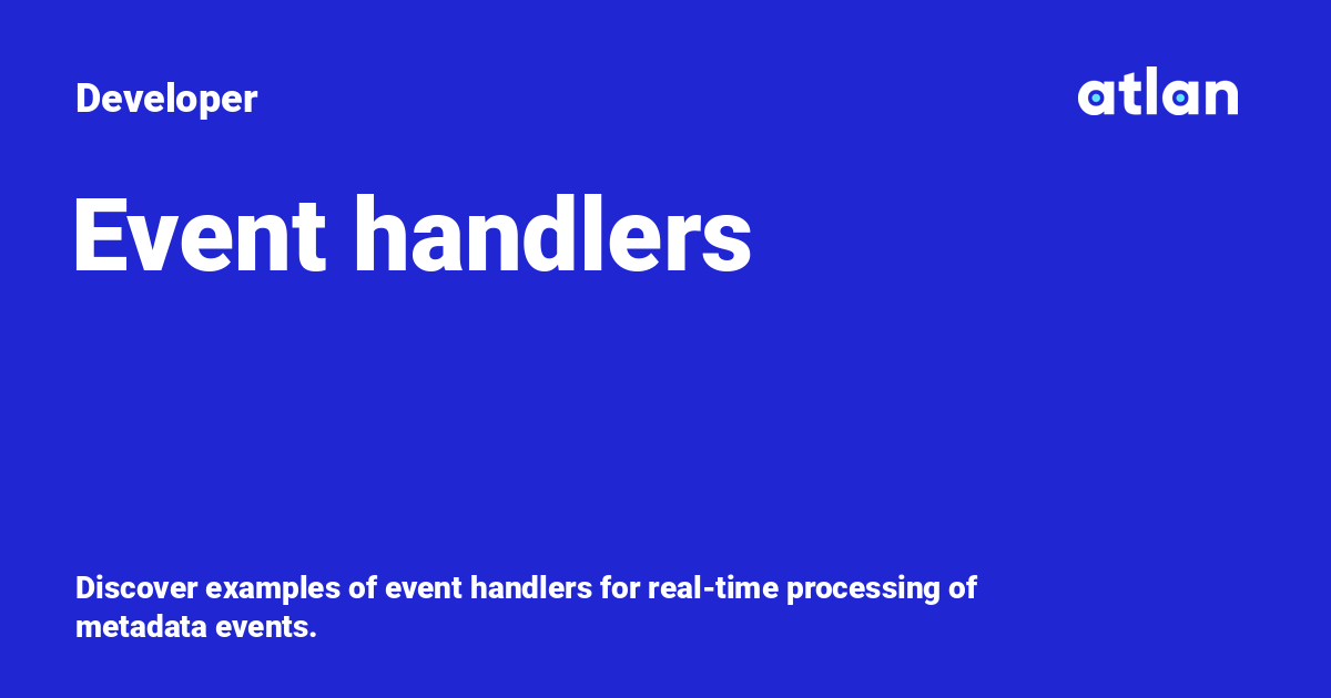 Event handlers - Developer