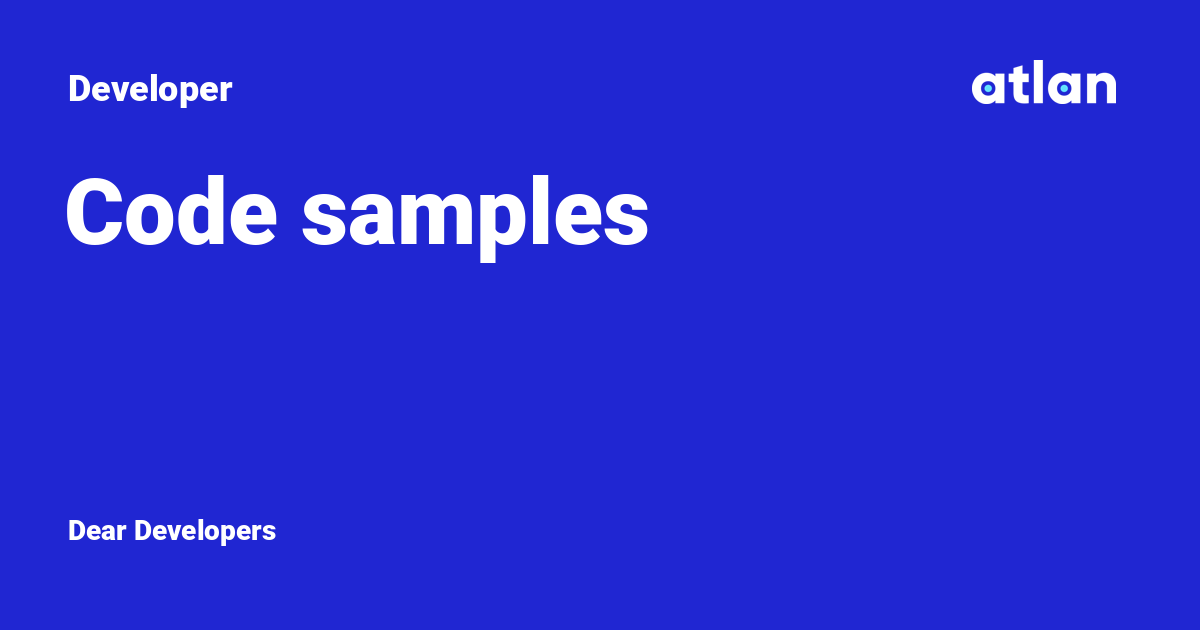 Code samples - Developer