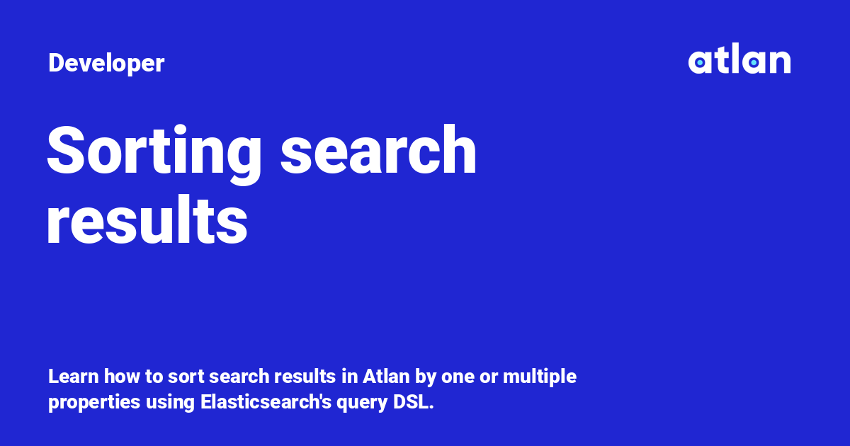 Sorting search results - Developer