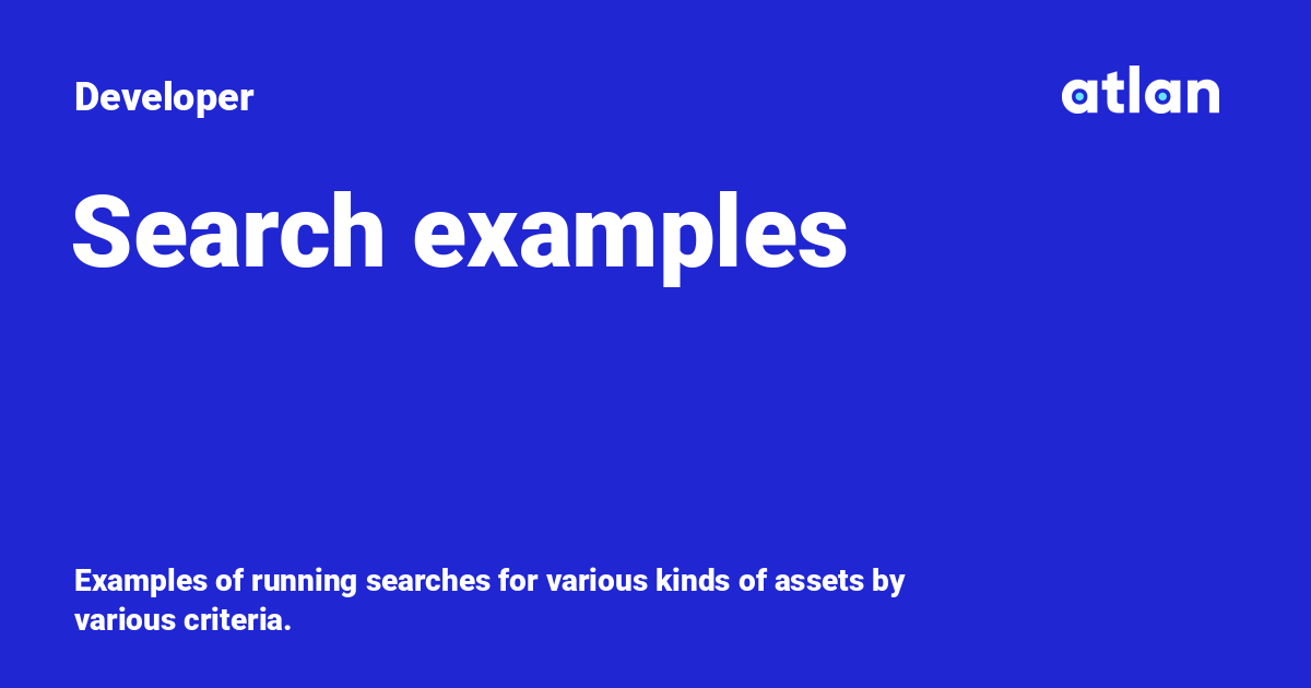 Search examples - Developer