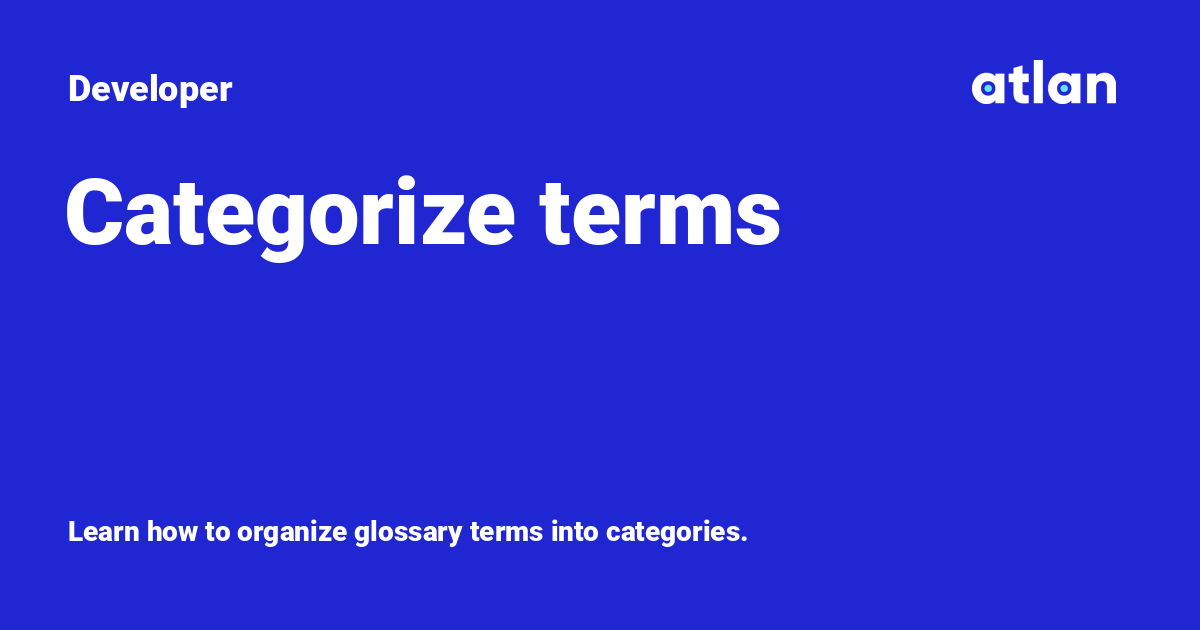 Categorize terms - Developer