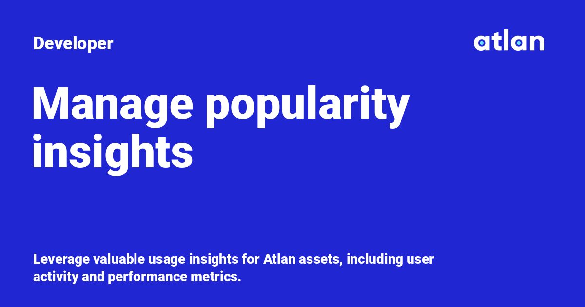 Manage popularity insights - Developer