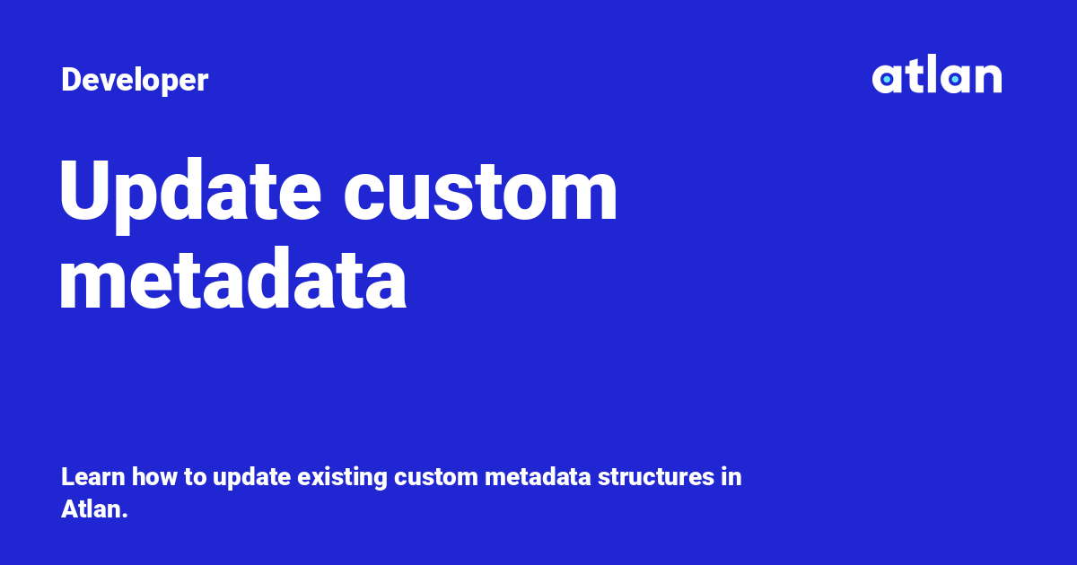 Update Custom Metadata Developer