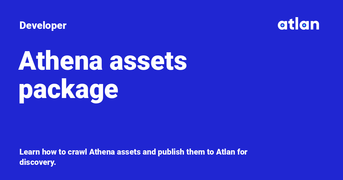 Athena assets package - Developer