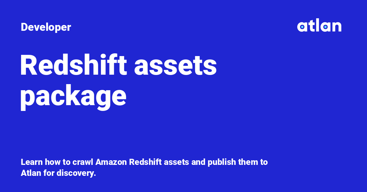 Redshift assets package - Developer